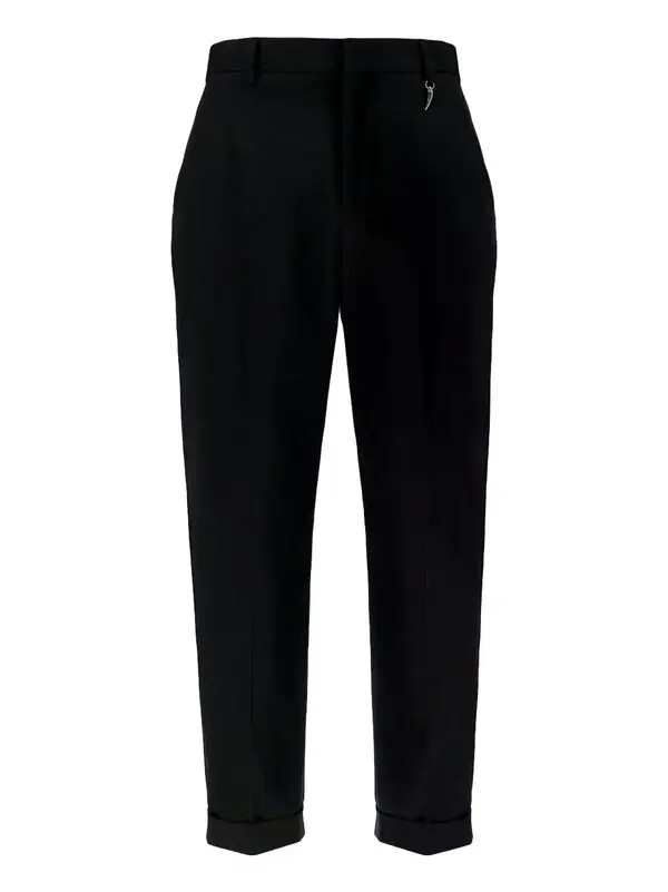 Roberto Cavalli Cuffed Cotton Trousers - Black