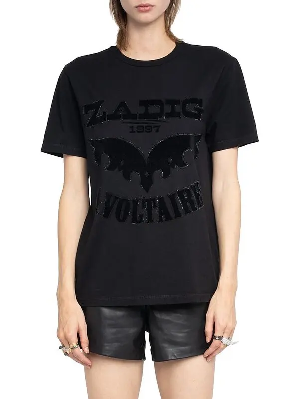 Zadig&Voltaire Flock Rhinestone Tee - Black