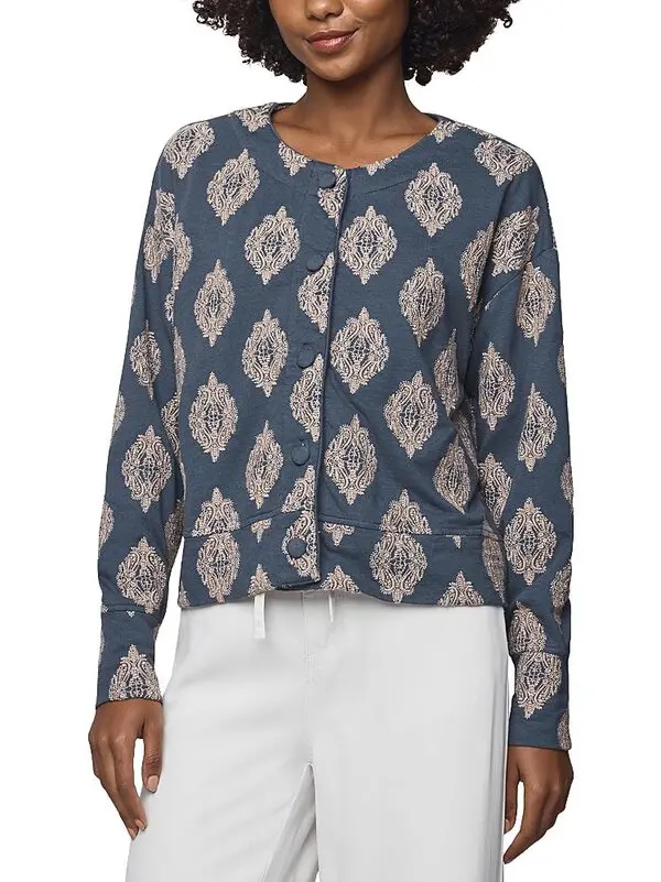 Splendid Blaire Long Sleeve Cardigan - Ice Navy/camel