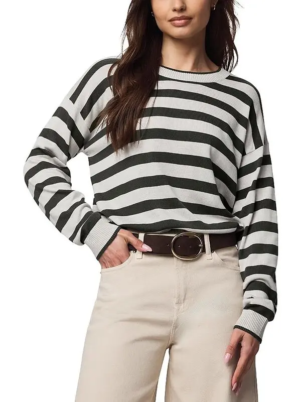 Splendid Georgie Stripe Pullover Sweater - Pale Oak Heather