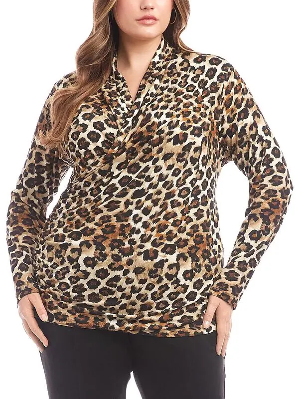 Karen Kane Printed Crossover Top - Leopard