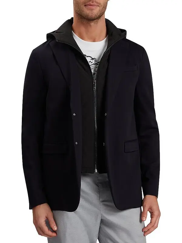 Ted Baker London Ashb Jersey Blazer With Hooded Liner - Navy