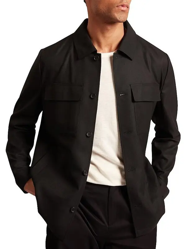 Ted Baker London Lightweight Wool Blend Shirt Jacket - Black