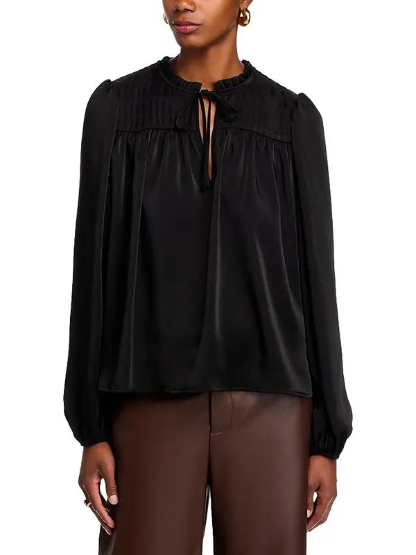 WAYF Anastasia Long Sleeve Blouse - Black