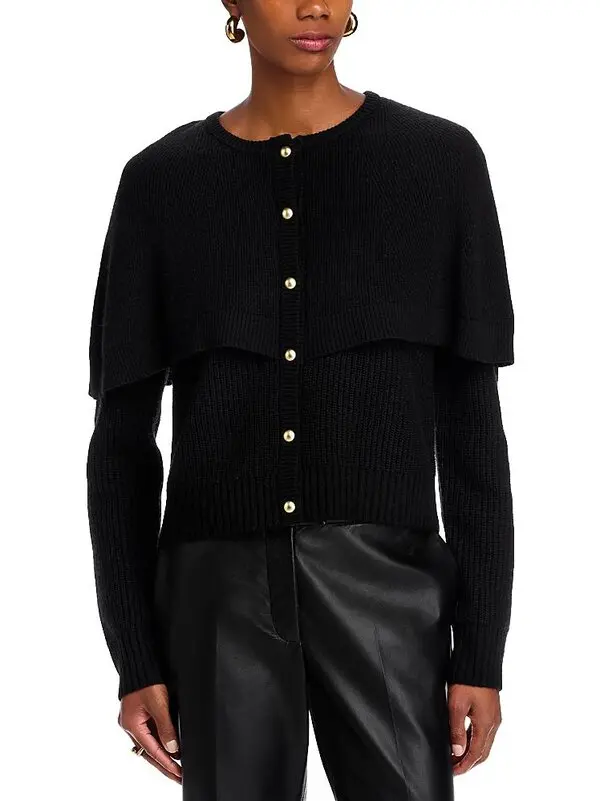 WAYF Capelet Cardigan Sweater - Black