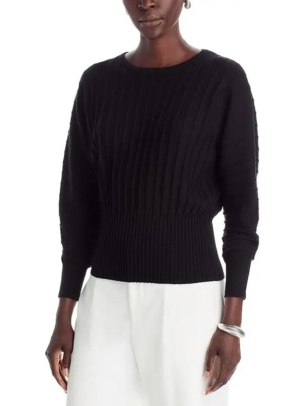 T Tahari Dolman Sleeve Ribbed Sweater - Black