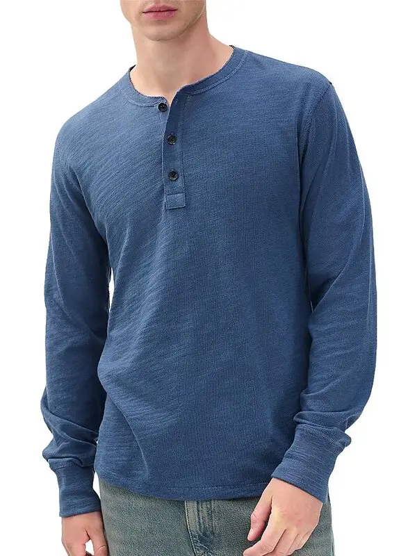 Rag & Bone Classic Flame Henley Tee - Blue