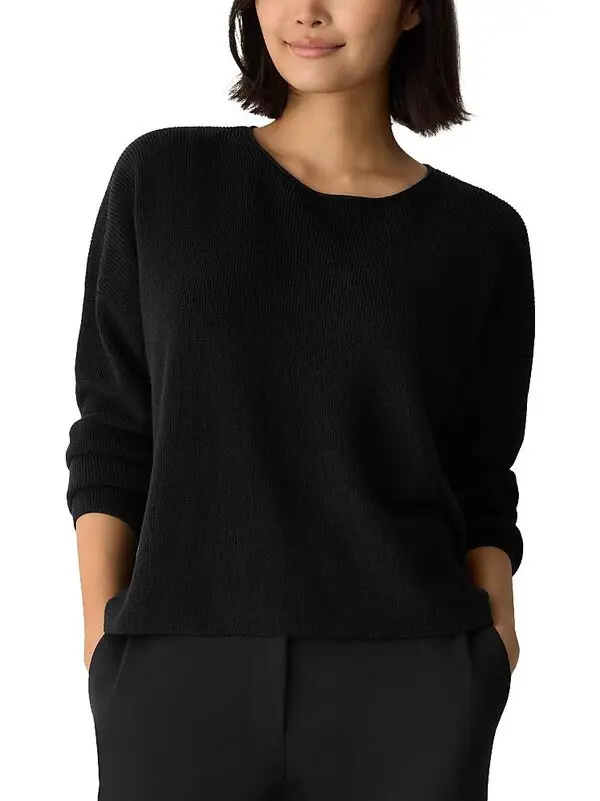 Eileen Fisher Crewneck Wool Sweater - Black