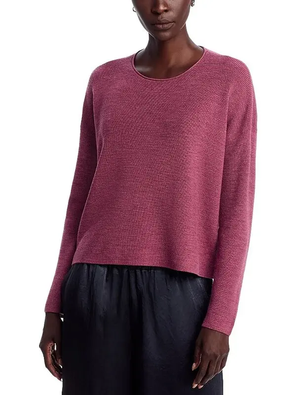 Eileen Fisher Crewneck Wool Sweater - Tearose