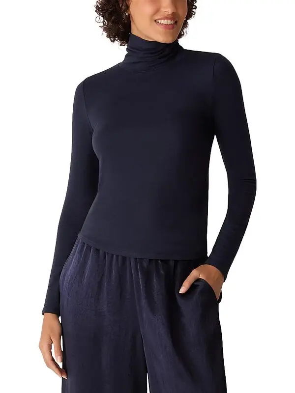 Eileen Fisher Melange Turtleneck Top - Ink