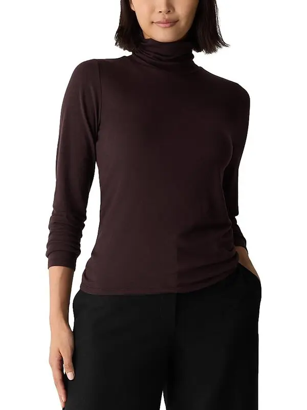 Eileen Fisher Melange Turtleneck Top - Wine