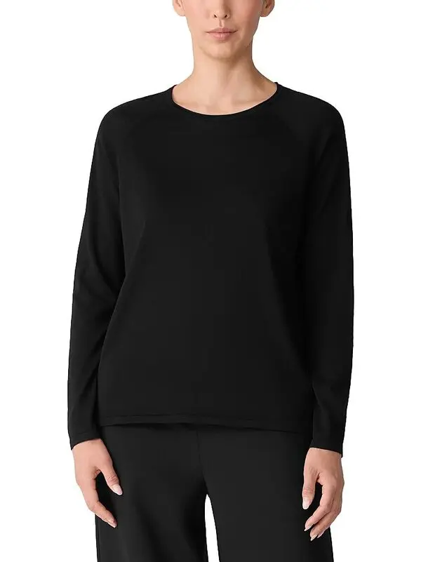 Eileen Fisher Crewneck Wool Sweater - Black