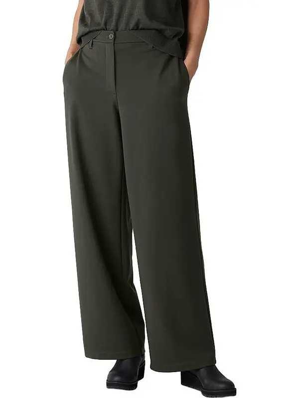 Eileen Fisher Wide-leg Doubleknit Trousers - Woodland