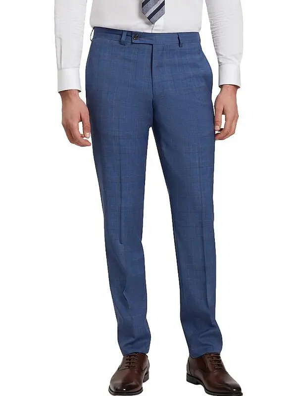 Ted Baker London Classic Wool Check Modern Fit Suit Pants - Dark Blue