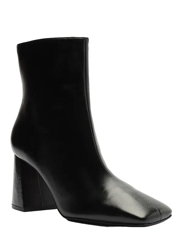Schutz Leia Block Heel Ankle Boots - Black Leather