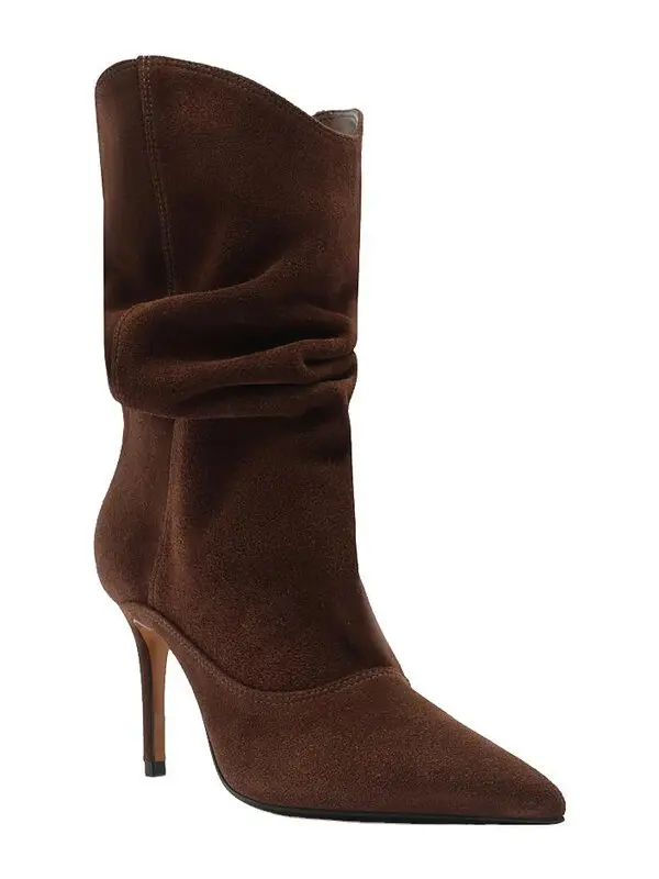 Schutz Maryana Up Slouch Nubuck Leather Ankle Boots - Root Brown