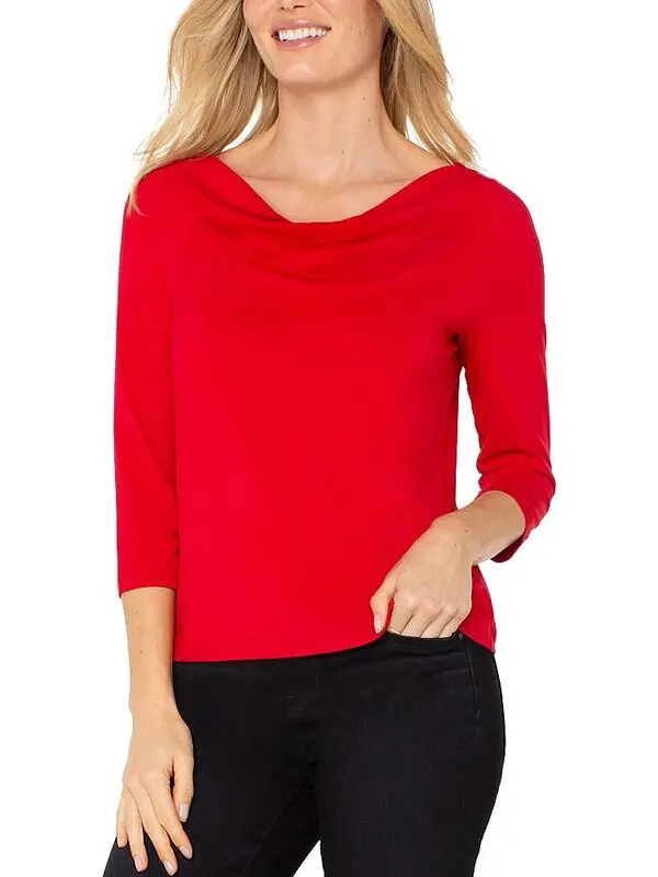 LIVERPOOL Cowl Neck Top - Tango Red