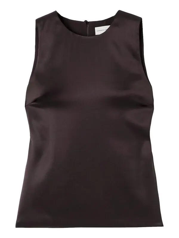 Veronica De Piante Evie Silk-blend Satin Top - Brown
