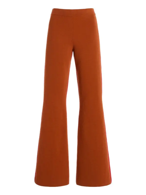 ZANKOV Merino Wool Color Blocked Flared Pants - Orange