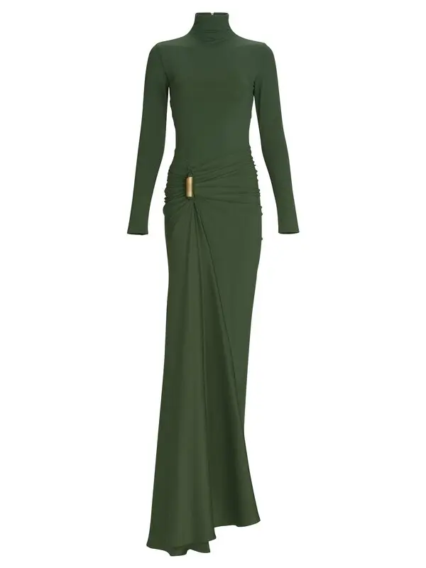 Silvia Tcherassi Lena Ruched Maxi Dress - Green