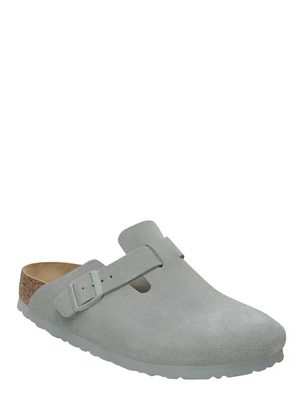 BIRKENSTOCK Boston Suede Leather Clogs - Pure Sage