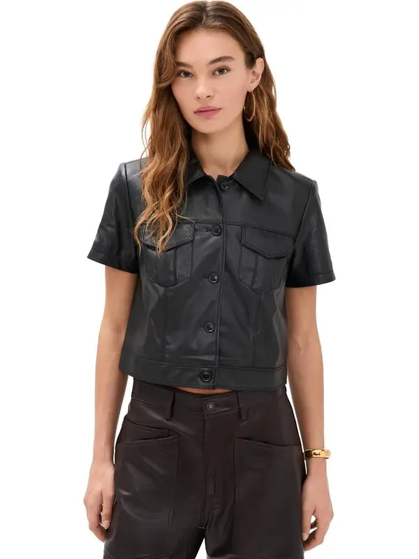 Paige Angelique Faux Leather Top - Black