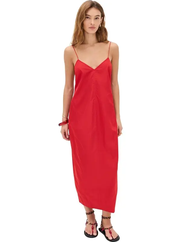 ST. AGNI Paper Taffeta Cocoon Dress - Red