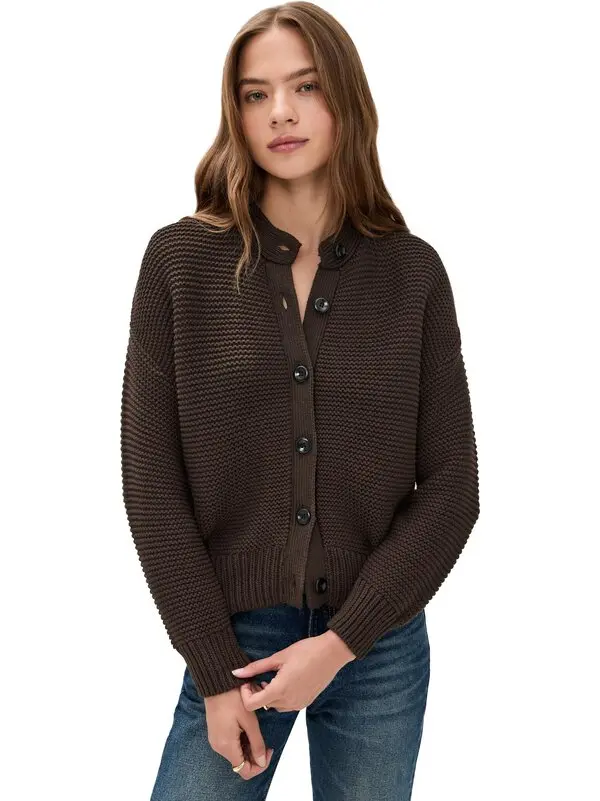 ALEX MILL Nico Chunky Knit Cardigan - Chocolate