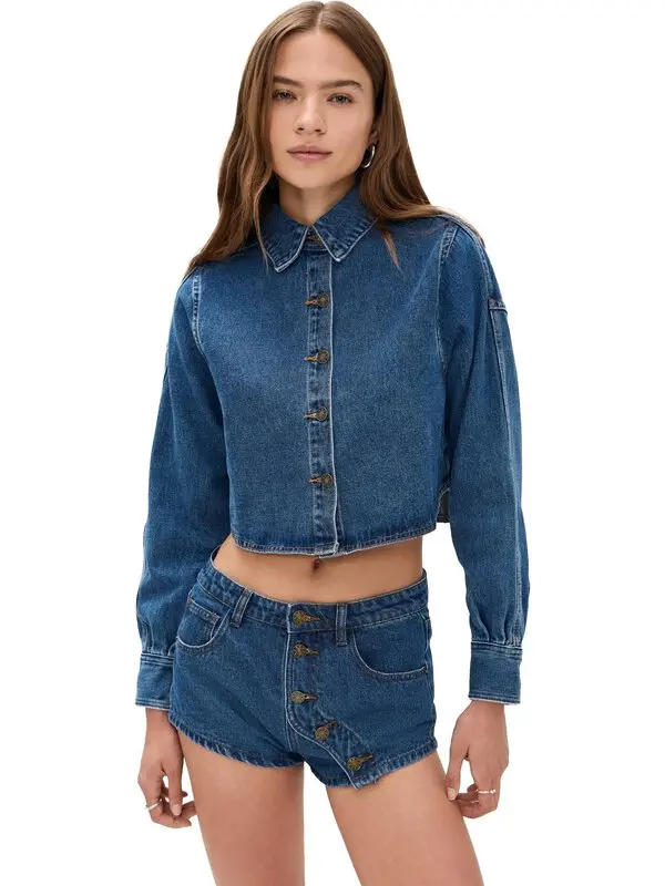 Lioness Sundrenched Denim Shirt - Mid Wash