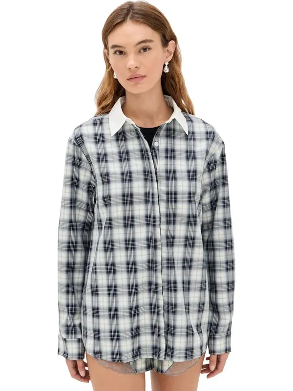 Lioness Vacanza Flannel Shirt - Navy Plaid