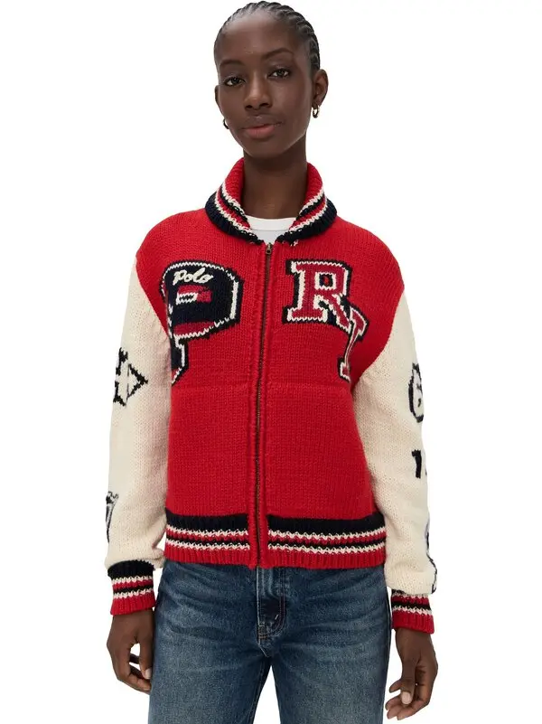 Ralph Lauren Zip-up Cardigan Sweater - Red Multi
