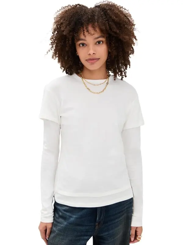 EB DENIM Rory Layered Long Sleeve Top - White
