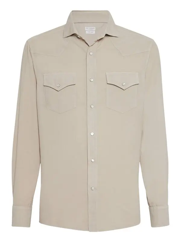 Brunello Cucinelli Cotton Western Shirt - Beige