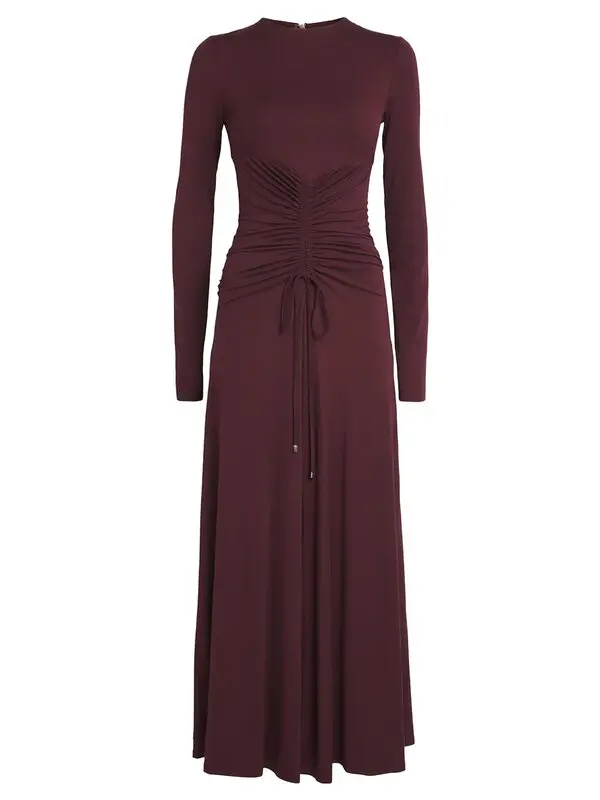 Max Mara Jersey Ruched Maxi Dress - Red
