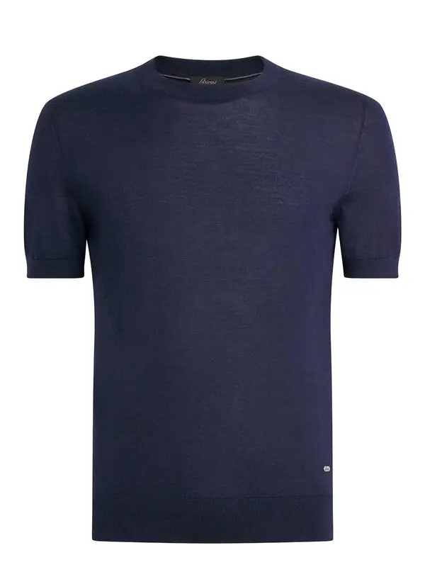 Brioni Cashmere-silk Short-sleeve Sweatshirt - Blue
