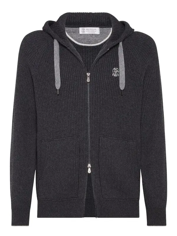 Brunello Cucinelli Cashmere Zip-up Hoodie - Black