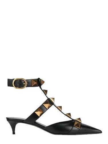 Valentino Garavani Leather T-bar Pumps With Studs - Black