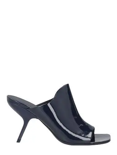 FERRAGAMO Midnight Leather Slide Sandals - Blue