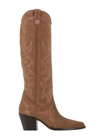 Maje Suede Cowboy Boots - Camel