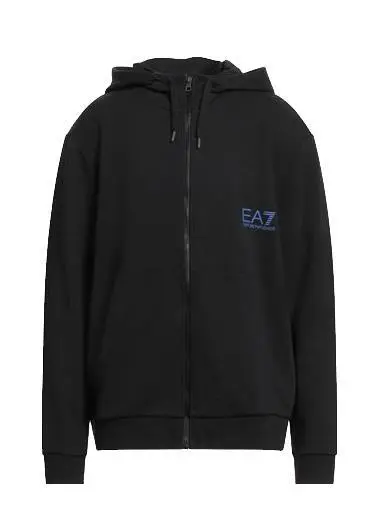 Emporio Armani Cotton Blend Flocked Logo Hoodie - Black