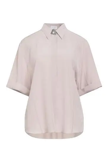 Brunello Cucinelli Silk Shirt With Appliqués - Pink