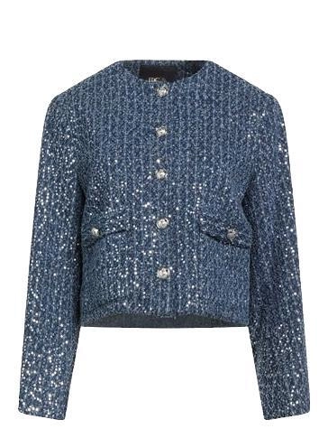 Maje Denim Jacket With Sequin Appliqués - Blue
