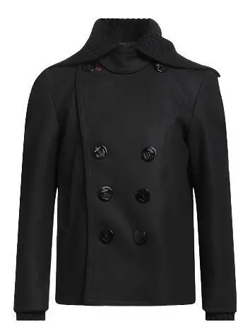 Dsquared2 Pea Coat In Virgin Wool Blend - Black