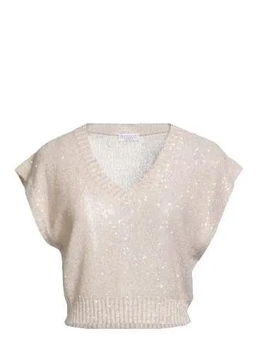 Brunello Cucinelli Knitted Sweater With Sequins - Beige