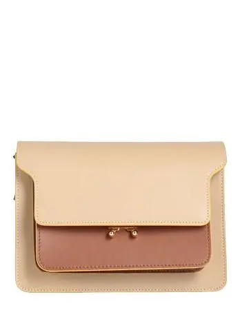 Marni Leather Flap Bag With Adjustable Strap - Beige