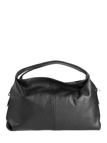 LAURA DI MAGGIO Pebbled-leather Handbag With Double Handle - Black