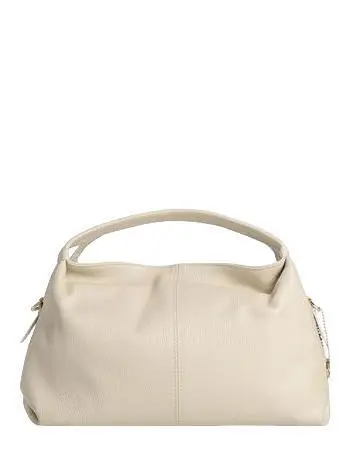 LAURA DI MAGGIO Pebbled-leather Handbag With Double Handle - White