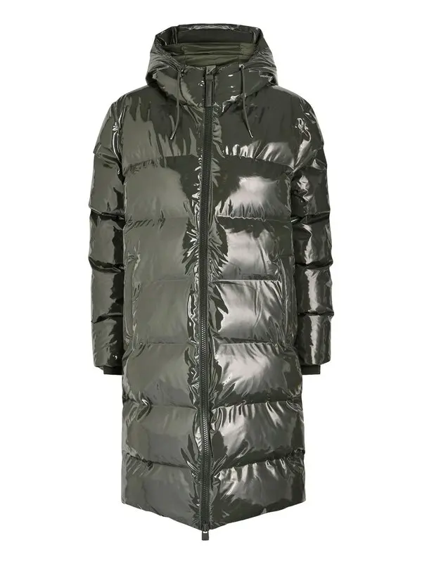Rains Alta Long Quilted Waterproof Jacket - Dark Green