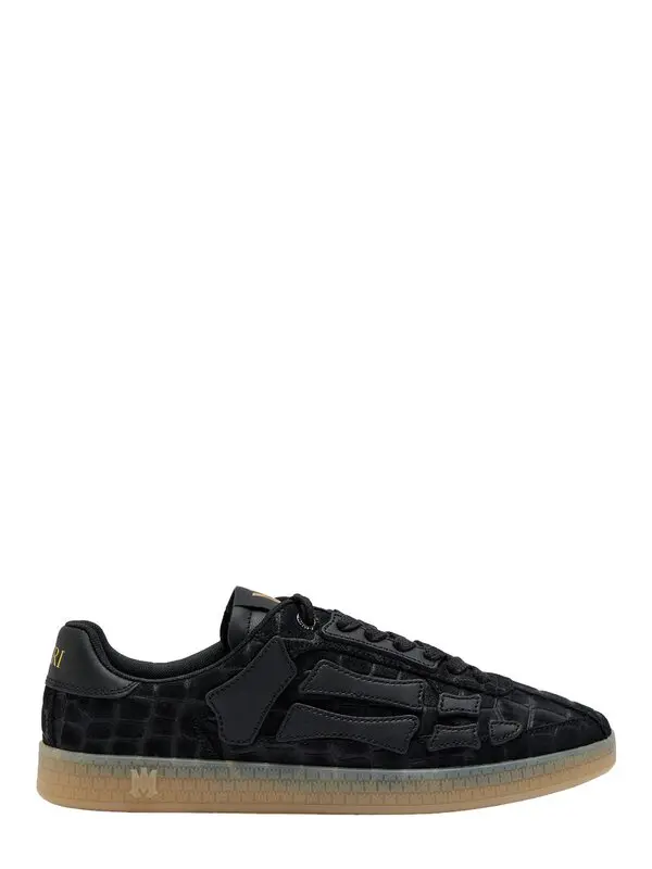 Amiri Pacific Bone Crocodile-effect Suede Sneakers - Black