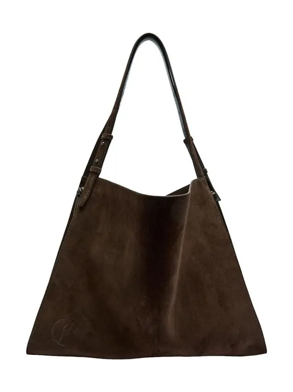 CHRISTIAN LOUBOUTIN Suede Baggy Tote - Dark Brown